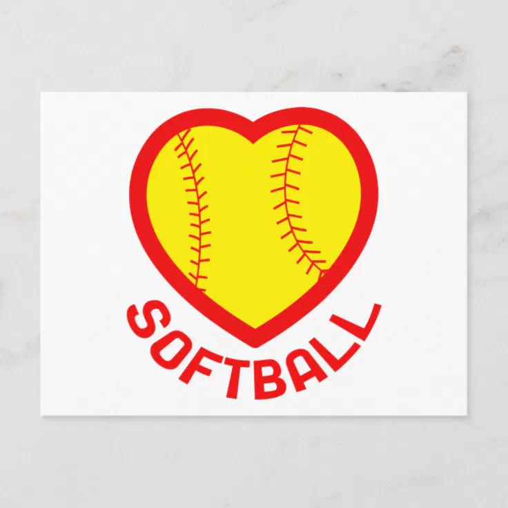 Softball Heart Postcard | Zazzle
