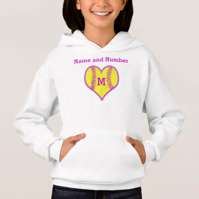 Softball Hoodies for Girls with NAME and MONOGRAM | Zazzle