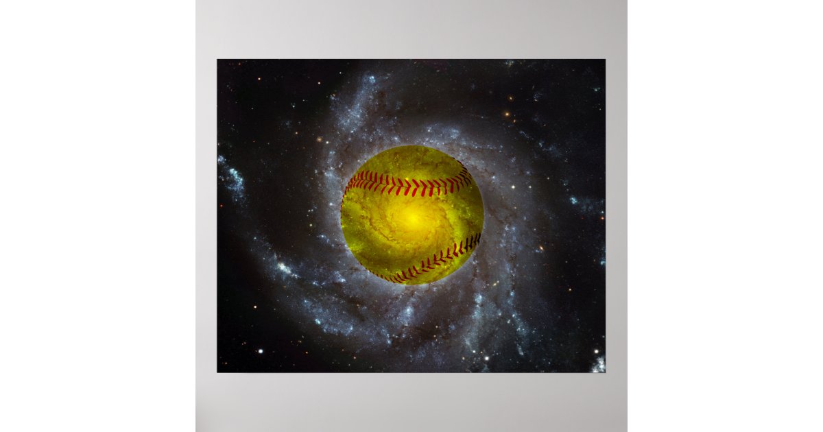 Softball in Space Unique Softball Poster | Zazzle