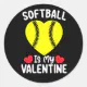 Softball Is My Valentine Day Sports Classic Round Sticker | Zazzle