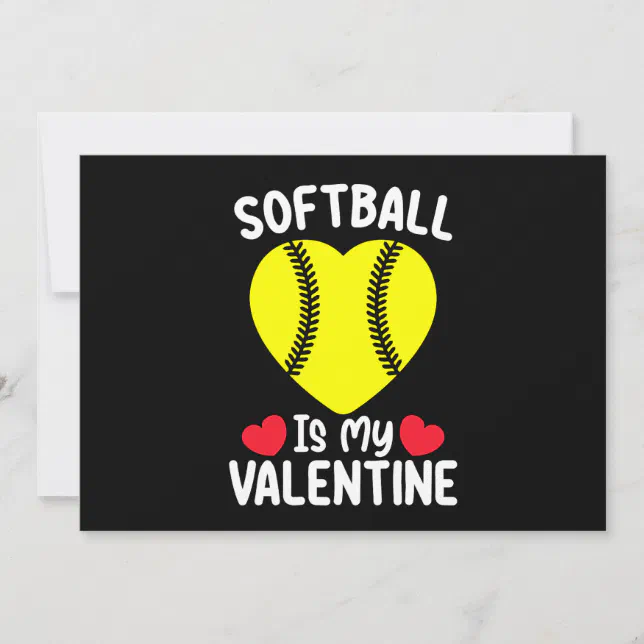Softball Is My Valentine Day Sports Invitation | Zazzle