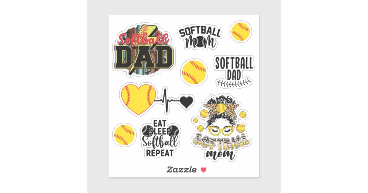 Softball Mom and Dad Sticker | Zazzle