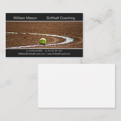Softball on a Softball Field Photo Business Card | Zazzle