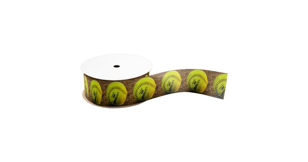 Softball on Ground Grossgrain Ribbon | Zazzle