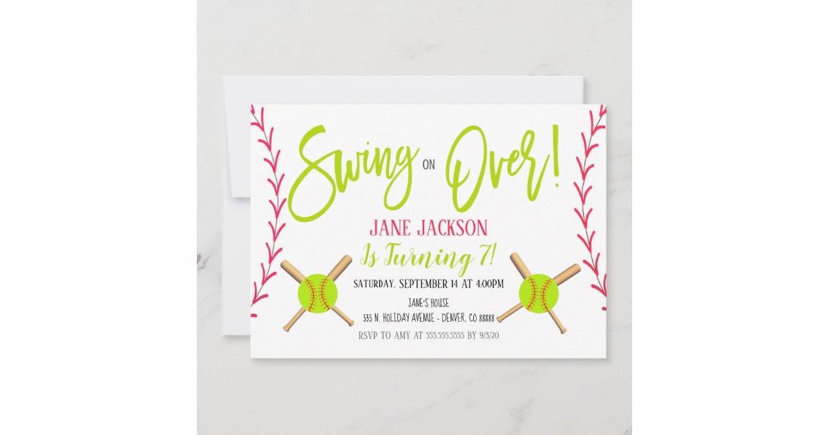 Softball Party Invitation | Zazzle