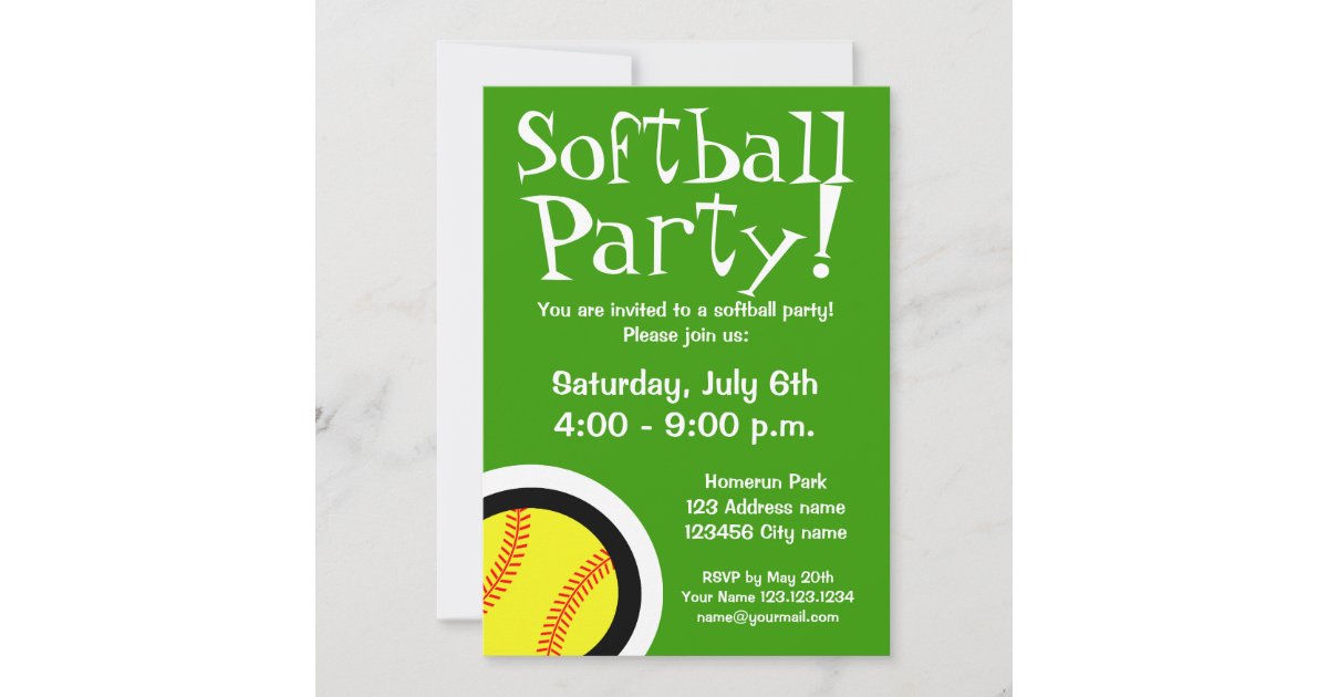 Softball party invitations for Birthdays and BBQ | Zazzle
