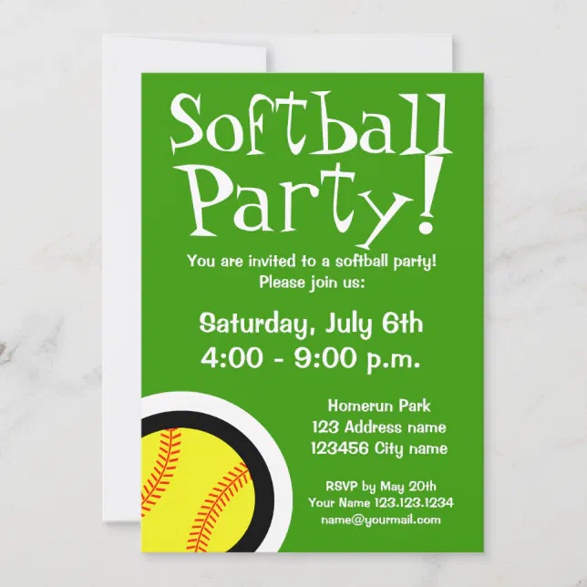 Softball party invitations for Birthdays and BBQ | Zazzle