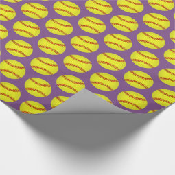 Softball Pattern Wrapping Paper | Zazzle