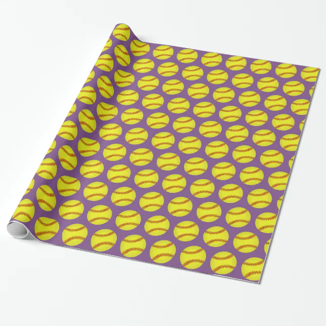 Softball Pattern Wrapping Paper | Zazzle