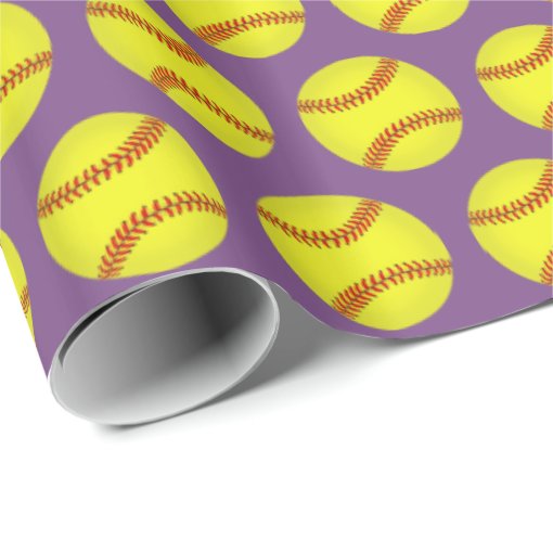 Softball Pattern Wrapping Paper | Zazzle