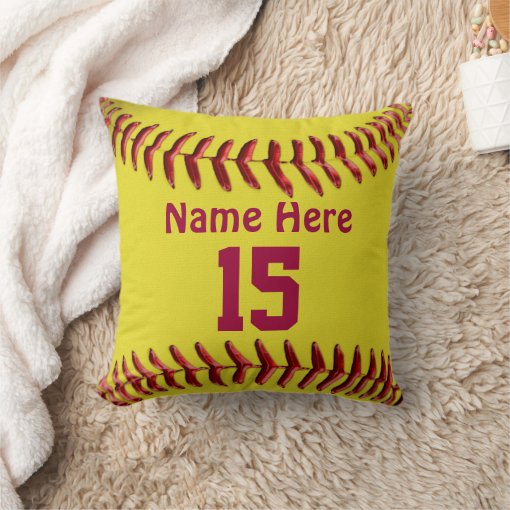 Softball Pillows for Girls Softball Room Themes | Zazzle