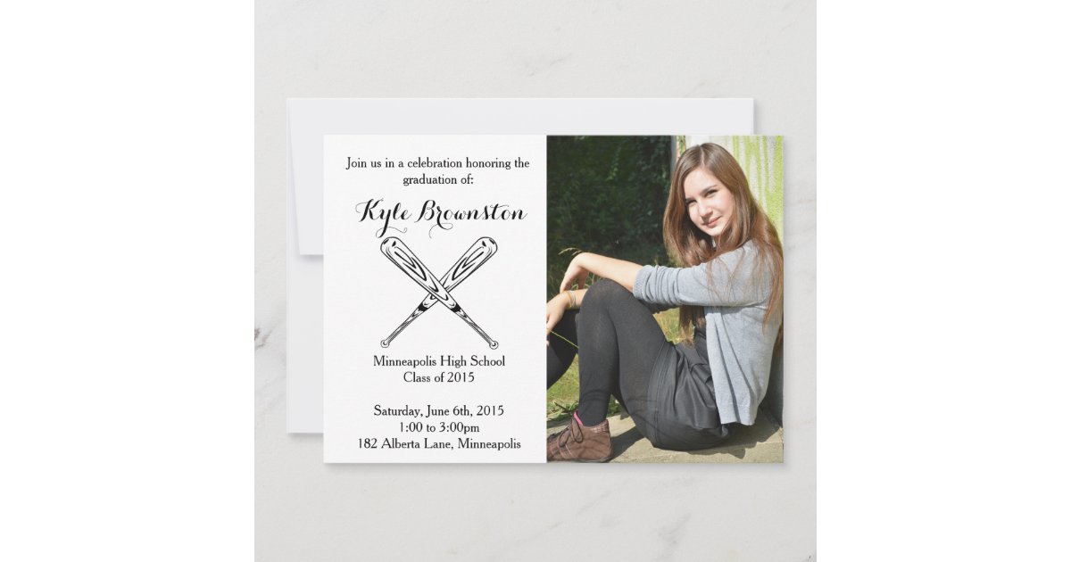 Softball Player Graduation Party Photo Invite | Zazzle