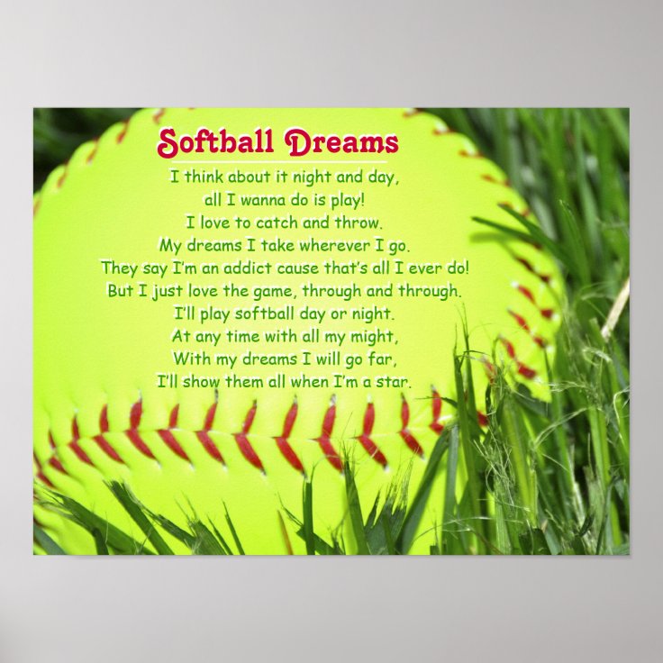 Softball Poem Poster | Zazzle