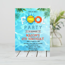 Softball Pool birthday Party invitation | Zazzle