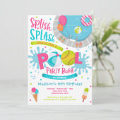Softball Pool Party Splish Splash Pool Birthday Invitation | Zazzle
