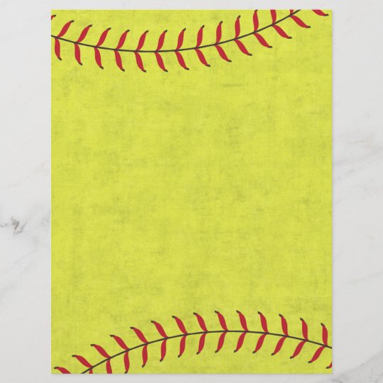 Softball scrapbook paper with red seams | Zazzle.com