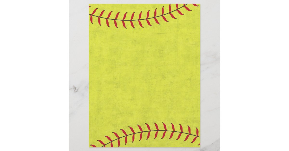 Softball scrapbook paper with red seams | Zazzle.com