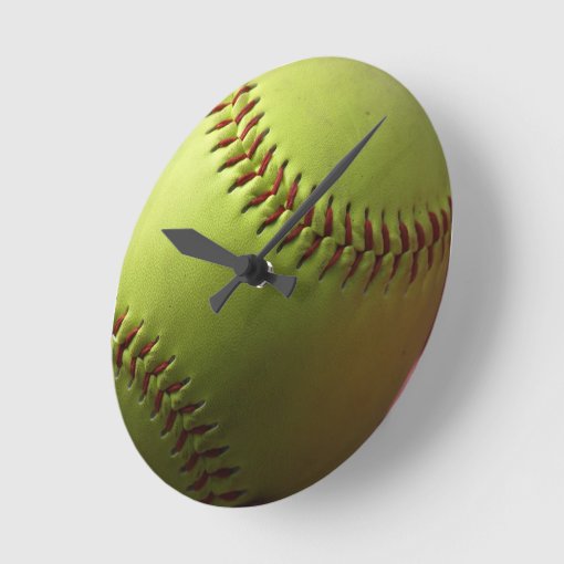 Softball Single Round Clock | Zazzle