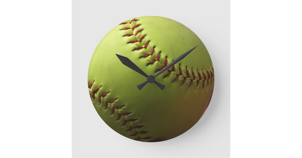 Softball Single Round Clock | Zazzle