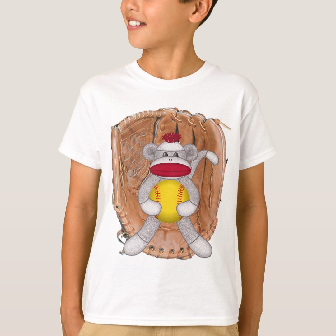 Softball Sock Monkey T-Shirt | Zazzle