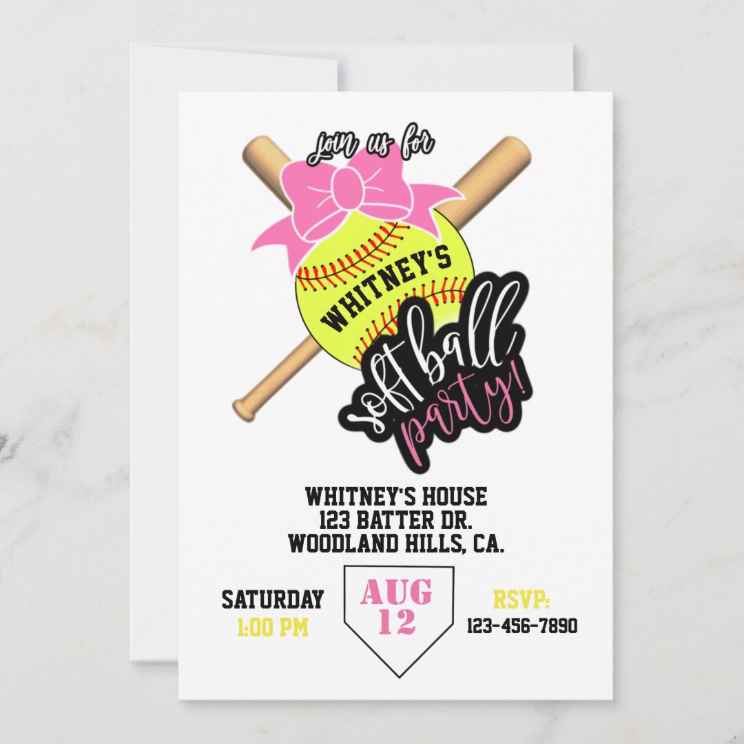 softball, softball party, baseball theme, girl | Zazzle