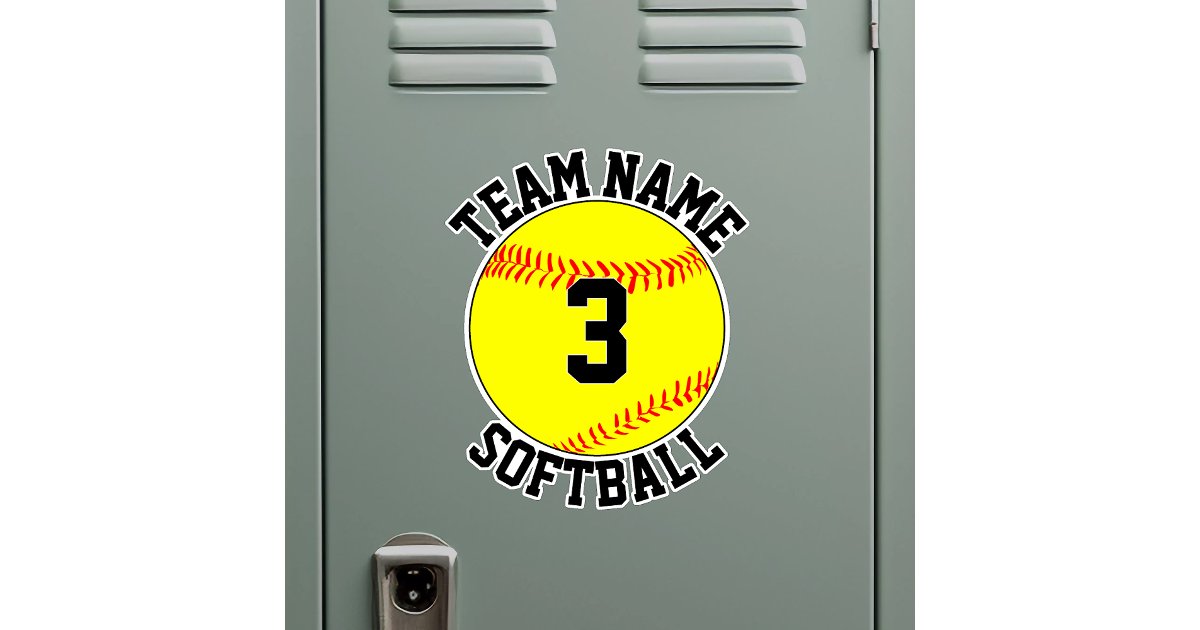 Softball Team Name and Player Number Custom Sports Sticker | Zazzle