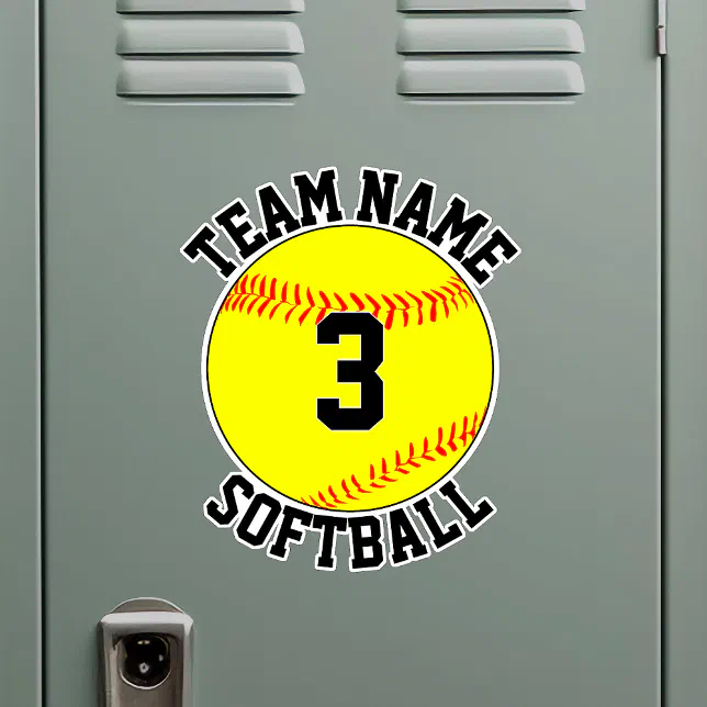 Softball Team Name and Player Number Custom Sports Sticker | Zazzle
