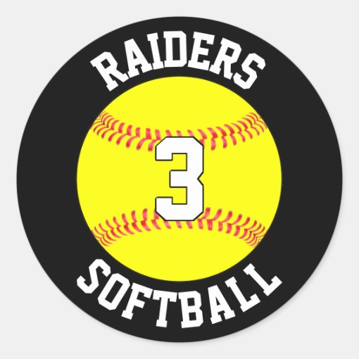 Softball Team Name and Player Number Personalized Classic Round Sticker ...