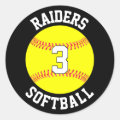 Softball Team Name and Player Number Personalized Classic Round Sticker ...