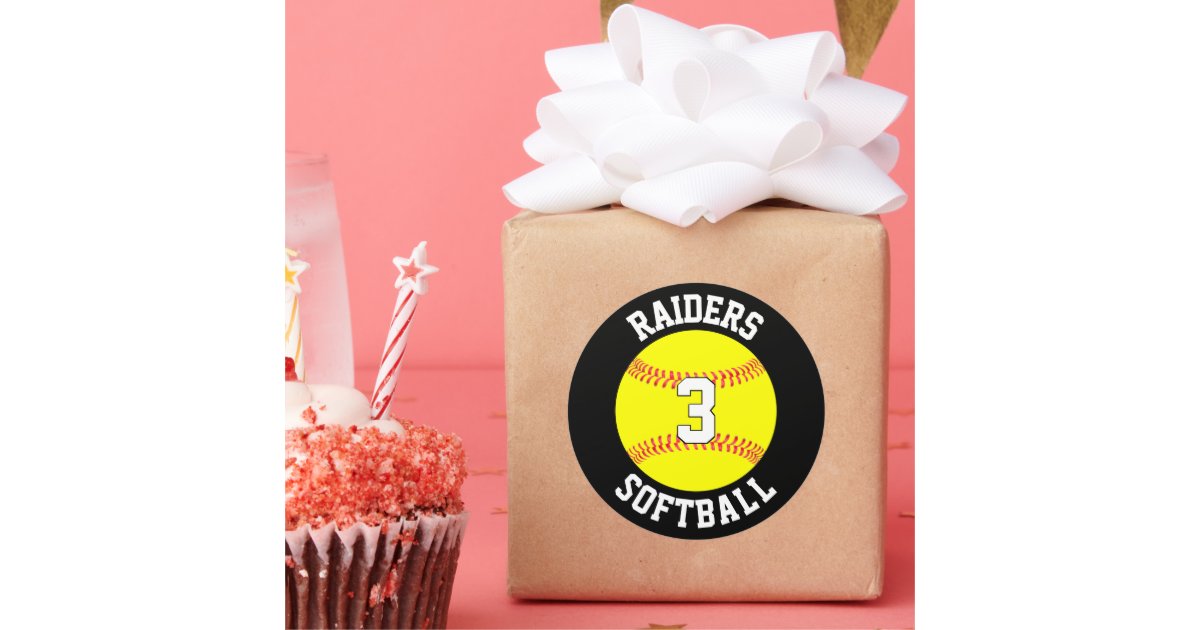 Softball Team Name and Player Number Personalized Classic Round Sticker ...