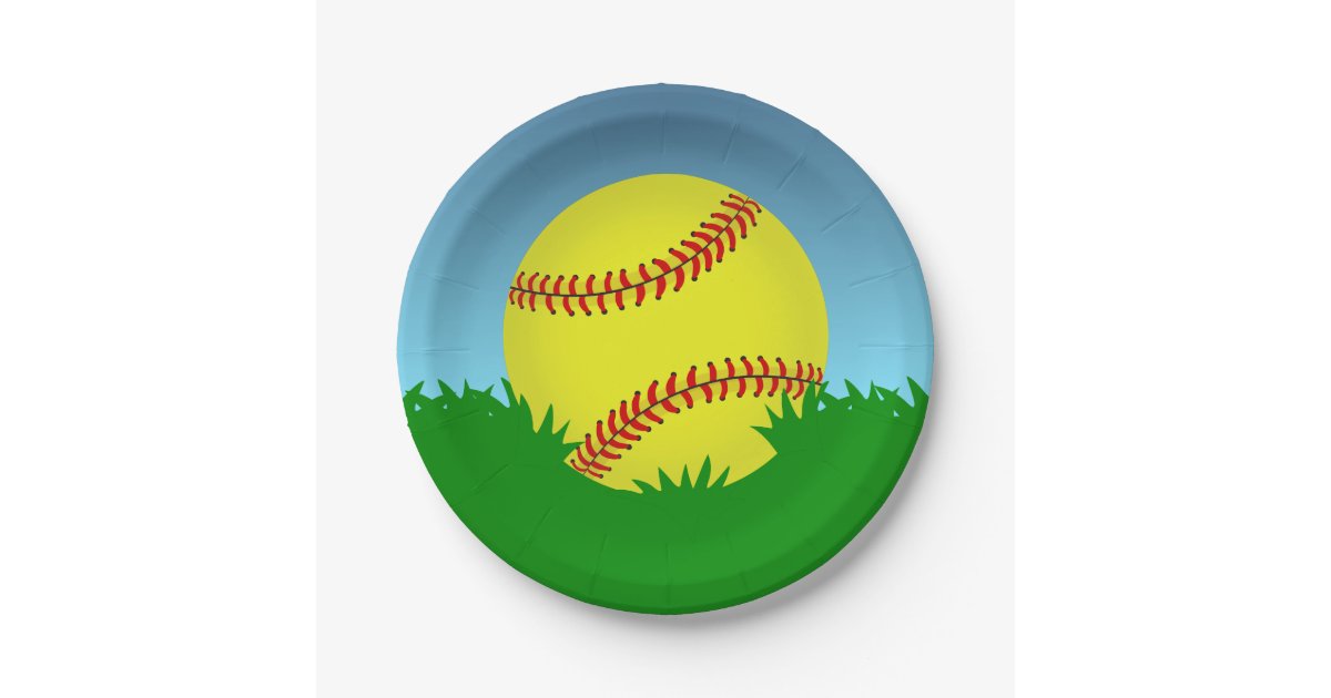 Softball Theme Paper Plates | Zazzle