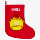 Yellow softball ball small christmas stocking | Zazzle.com
