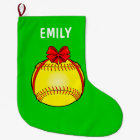 Yellow softball ball small christmas stocking | Zazzle.com