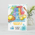 Softball Waterslide Pool Party Birthday Invitation | Zazzle