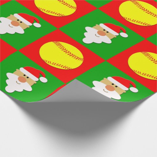 Softballs and Santa Fastpitch Softball Christmas Wrapping Paper | Zazzle