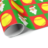 Softballs and Santa Softball Player Christmas Wrapping Paper | Zazzle