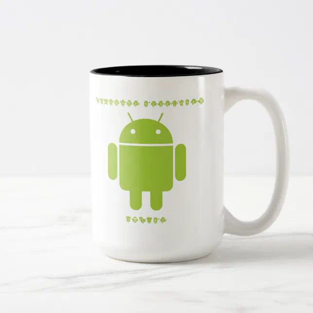 Software Developer Inside (Bug Droid Font Letters) Two-Tone Coffee Mug ...