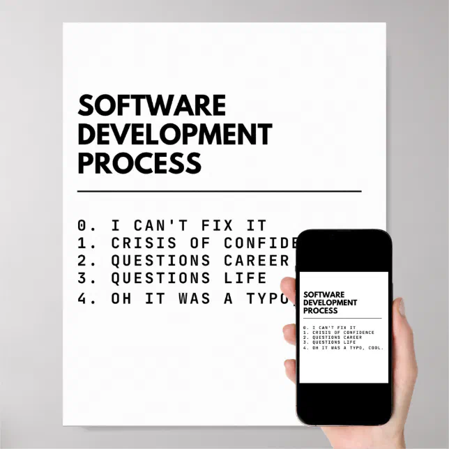Software Development Process Funny Developers Poster | Zazzle