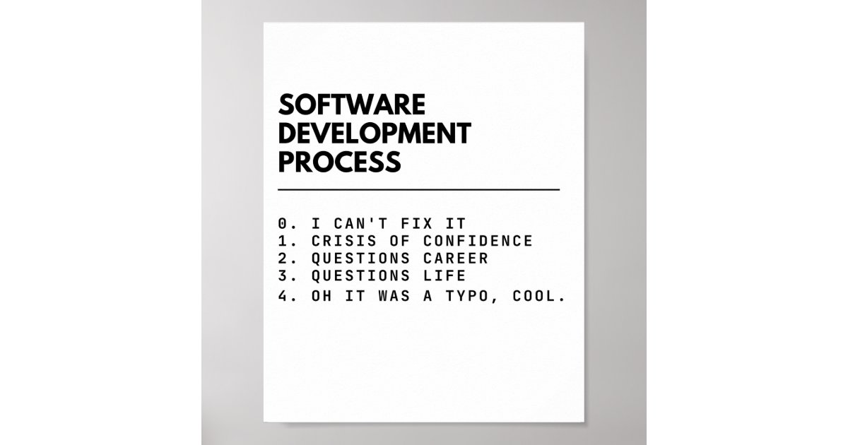 Software Development Process Funny Developers Poster | Zazzle