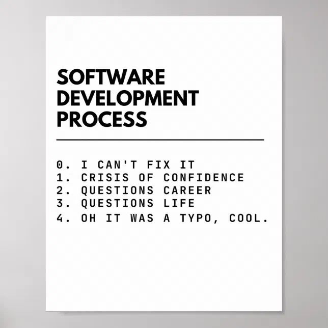 Software Development Process Funny Developers Poster | Zazzle