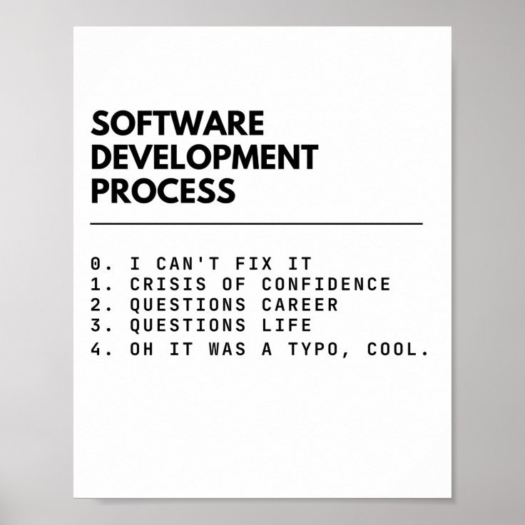 Software Development Process Funny Developers Poster | Zazzle