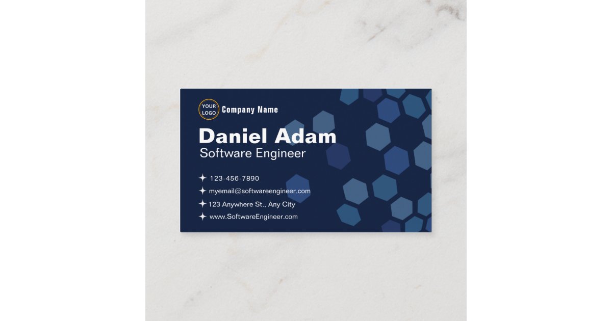 Software Engineer Business Cards Dark Blue Techno | Zazzle