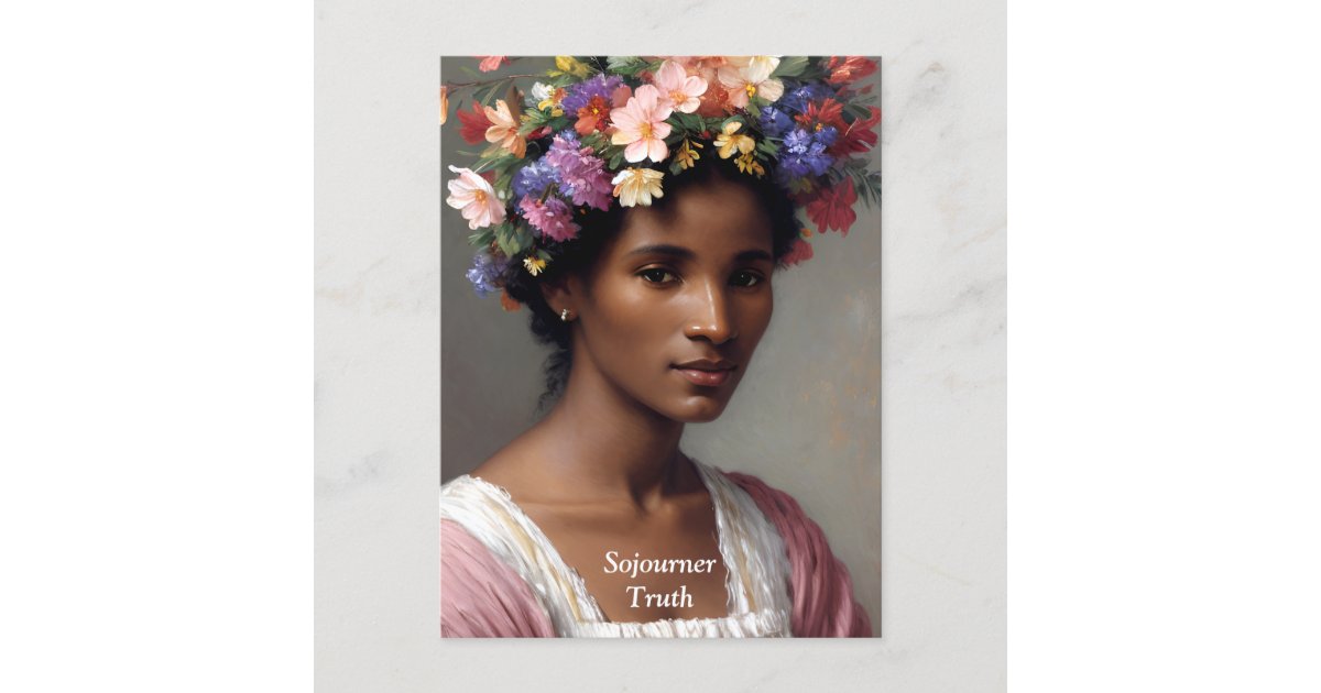 Sojourner Truth Portrait With Floral Crown Postcard | Zazzle