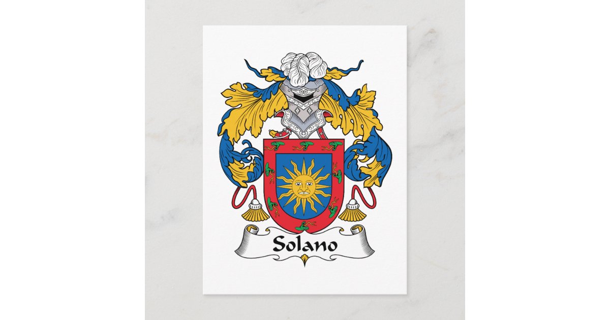 Solano Family Crest Postcard | Zazzle