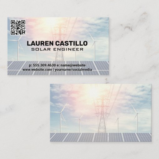 Solar and Wind Energy | QR Scan Code Business Card | Zazzle