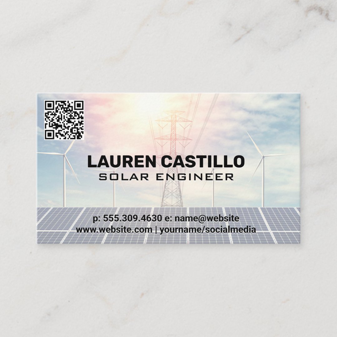 Solar and Wind Energy | QR Scan Code Business Card | Zazzle