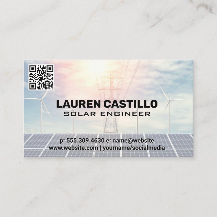 Solar and Wind Energy | QR Scan Code Business Card | Zazzle
