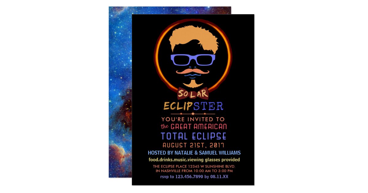 Solar Eclipse 2017 Viewing Party Funny Hipster Invitation | Zazzle.com
