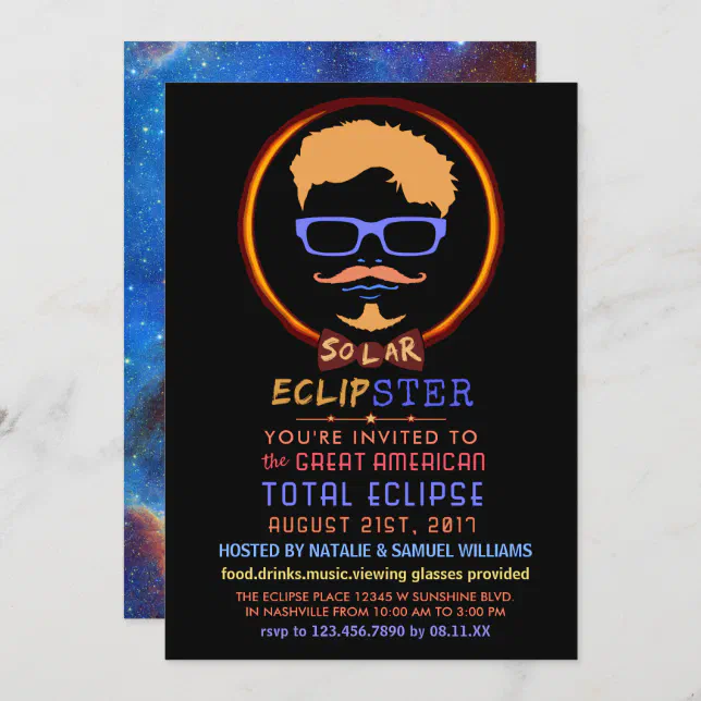 Solar Eclipse 2017 Viewing Party Funny Hipster Invitation | Zazzle