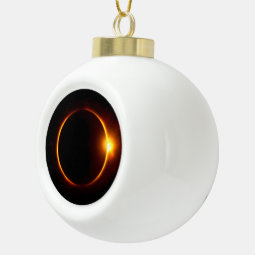 Solar Eclipse Dark Sun & Moon Ceramic Ball Christmas Ornament | Zazzle